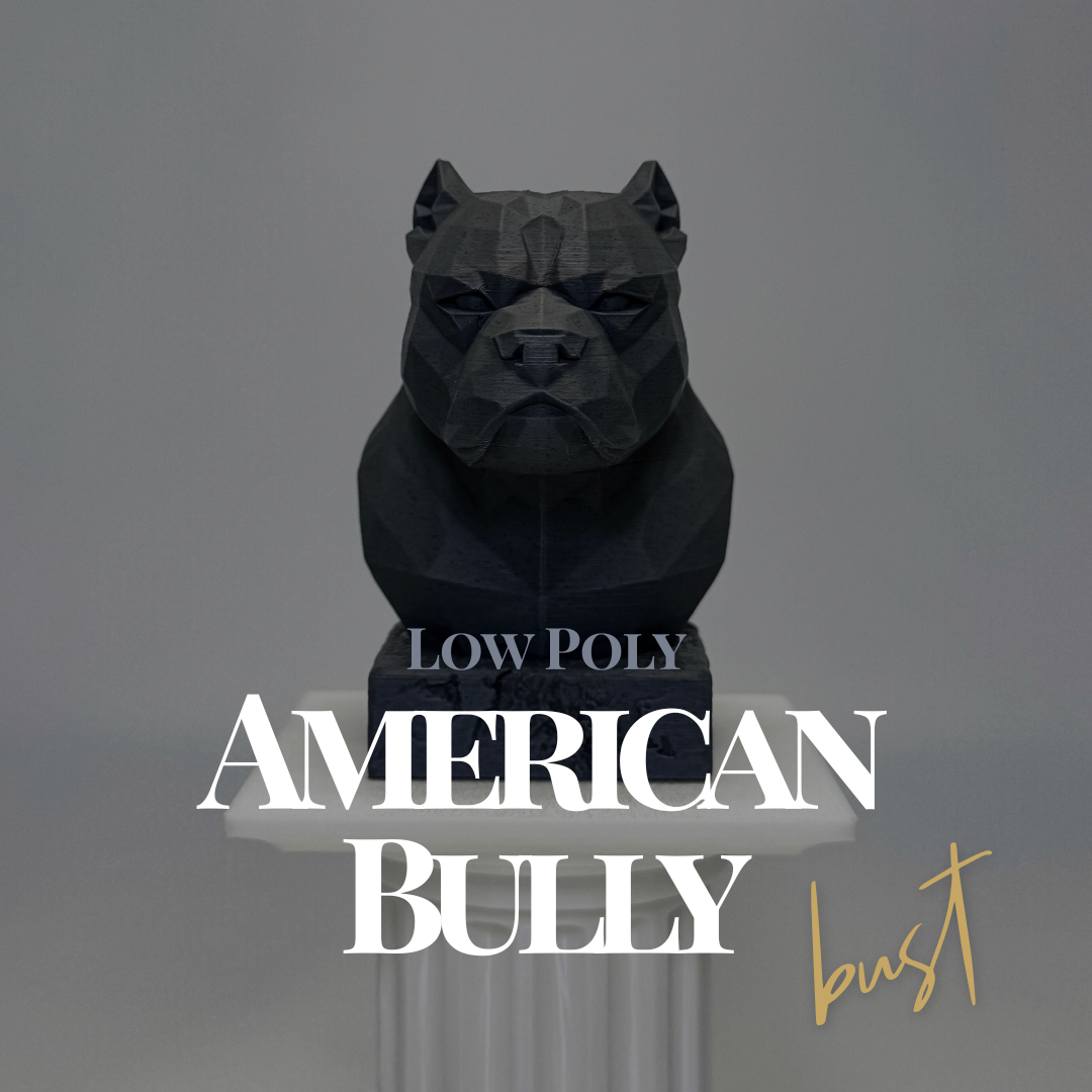 American Bully Low Poly Bust - 3D Printed Dog Bust by Fetch & Form