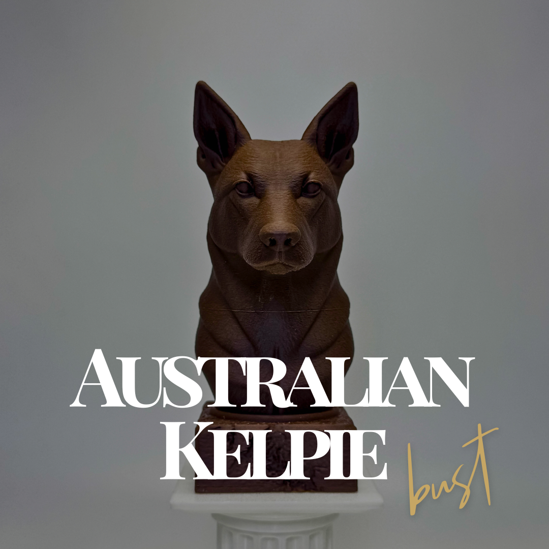 Australian Kelpie Bust - 3D Printed Dog Bust by Fetch & Form