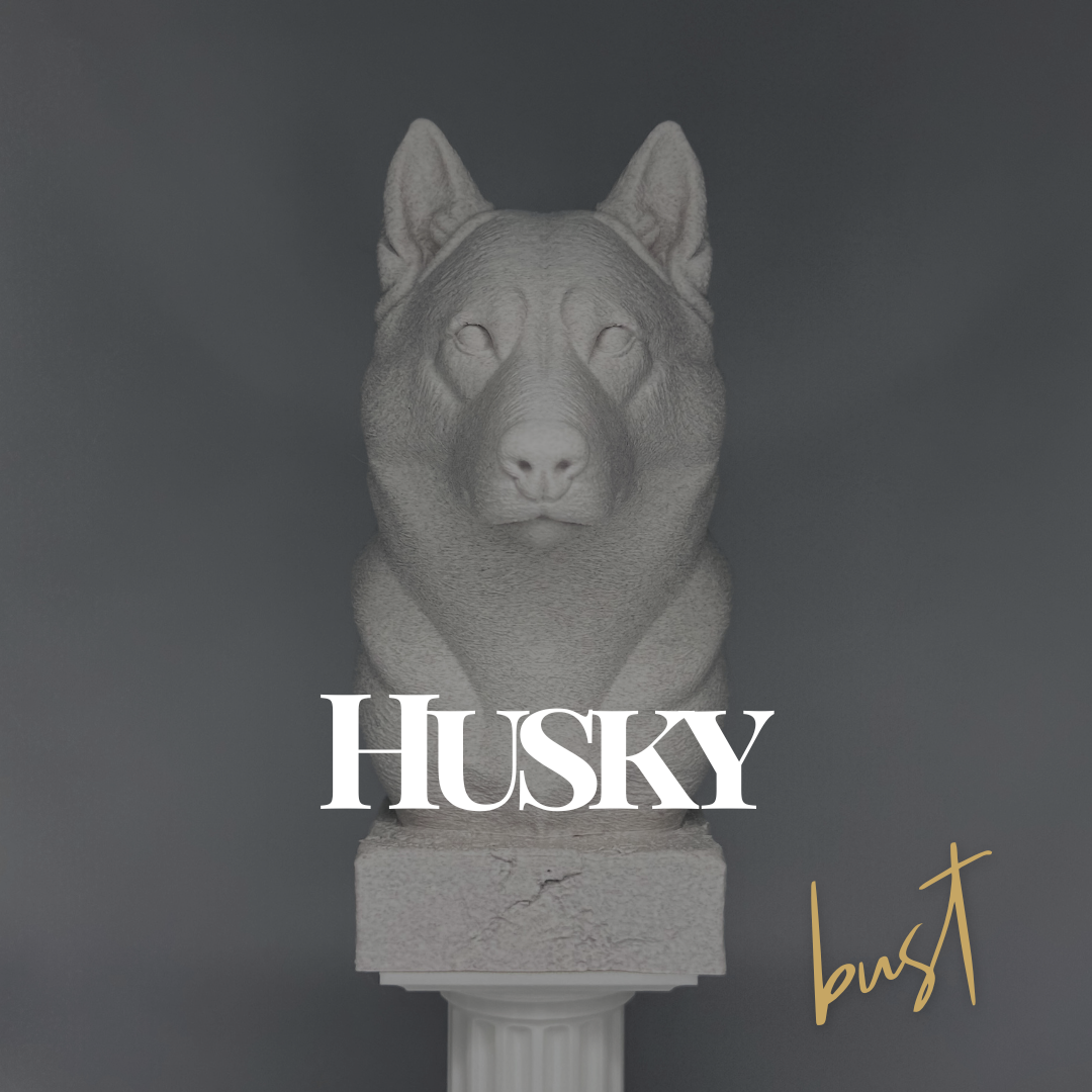 Husky Bust - 3D Printed Dog Bust by Fetch & Form