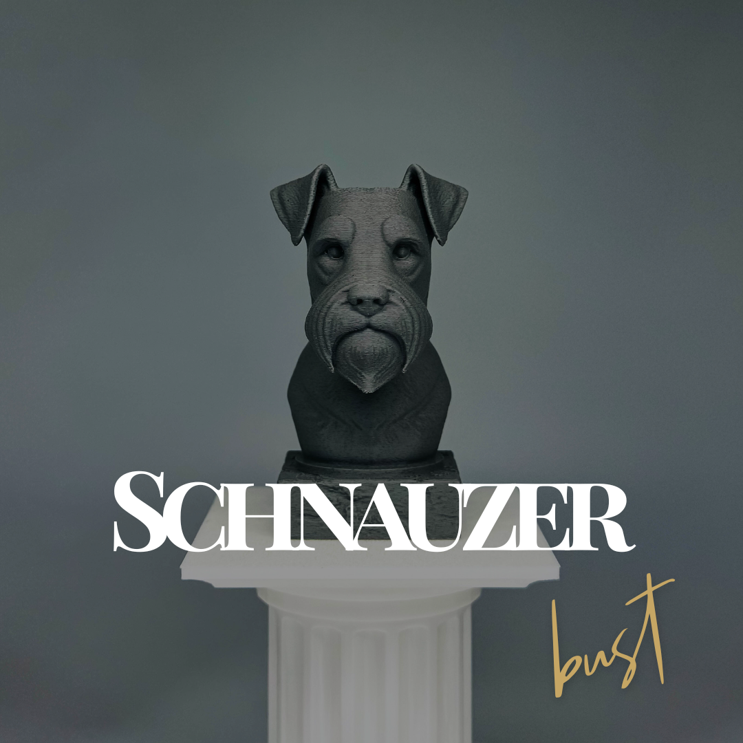 Schnauzer Bust - 3D Printed Dog Bust by Fetch & Form
